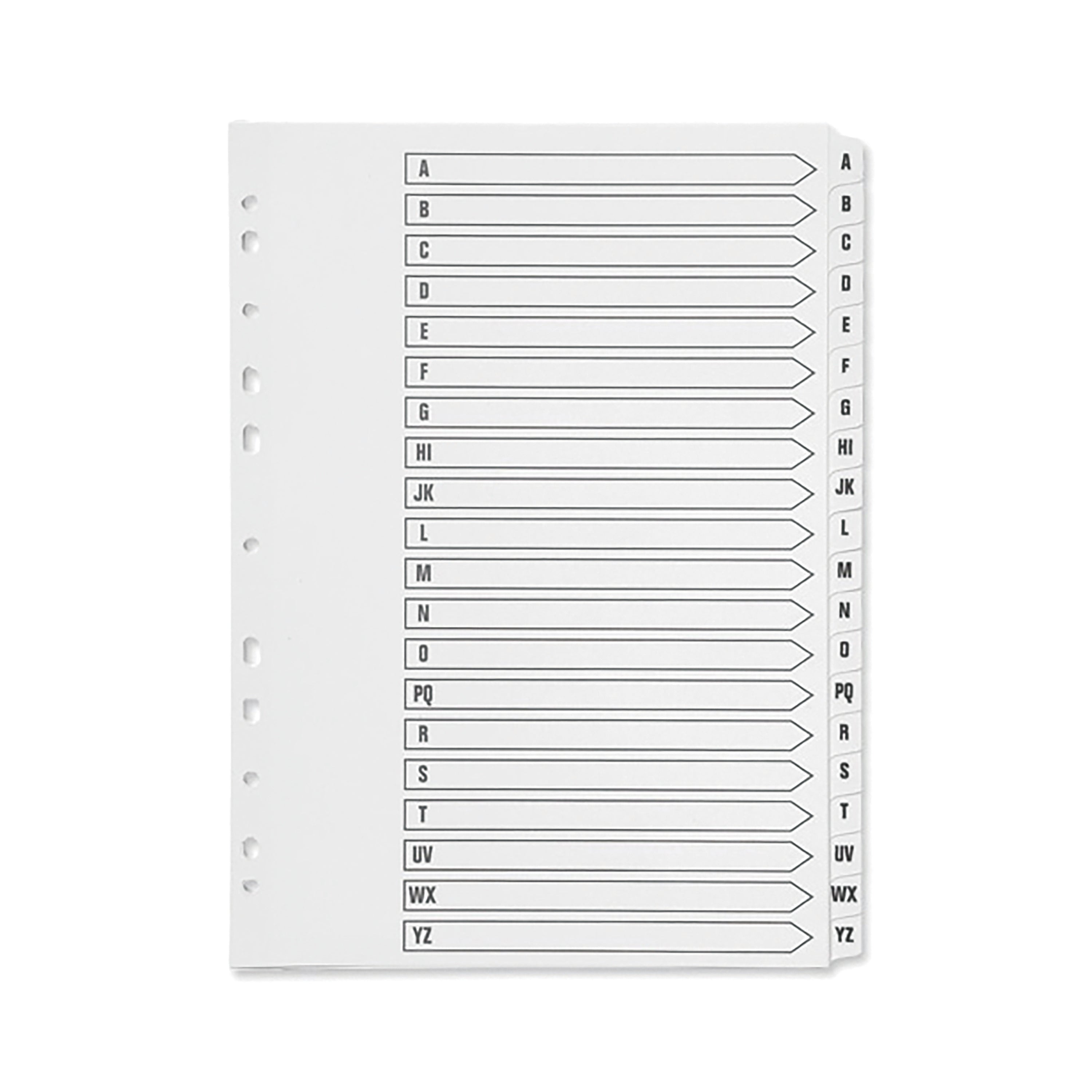 Q-Connect 20-Part A-Z Index Multi-Punched Reinforced Board Clear Tab A